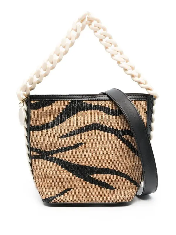 Stella McCartney Tiger Jacquard Raffia Bucket Bag