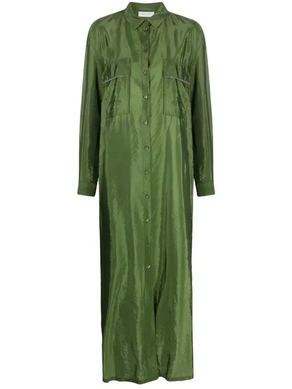 Fabiana Filippi Satin Maxi Shirtdress - Green