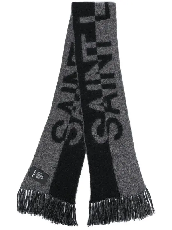 Saint Laurent Intarsia-knit Logo Scarf