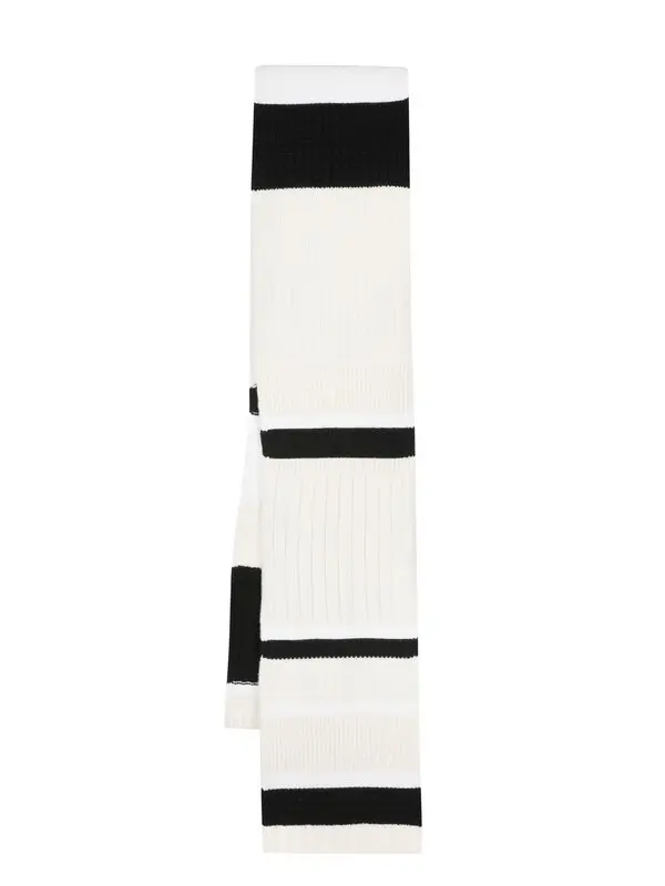 BARRIE Stripe-print Knit Scarf - White