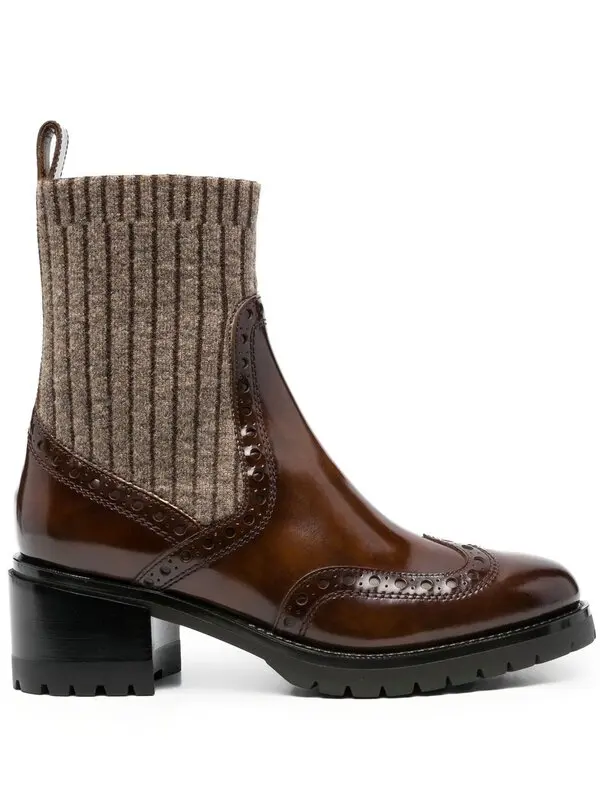 Santoni Sock-style Ankle Boots - Brown