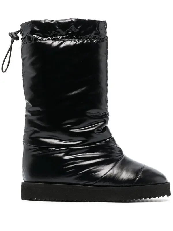 GIABORGHINI Patent Knee-high Boots - Black
