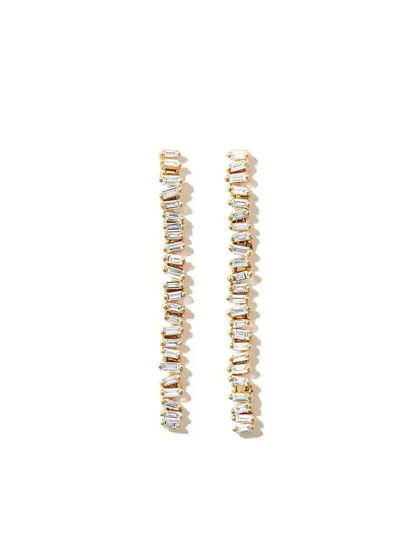 SUZANNE KALAN 18kt Yellow Savannah Midi Diamond Drop Earrings
