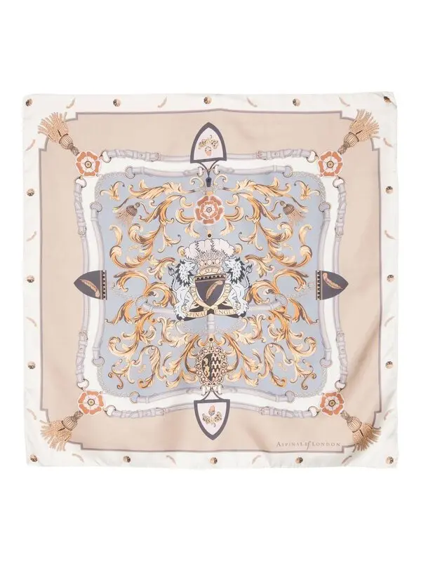 ASPINAL OF LONDON Logo-print Silk Scarf - Neutrals