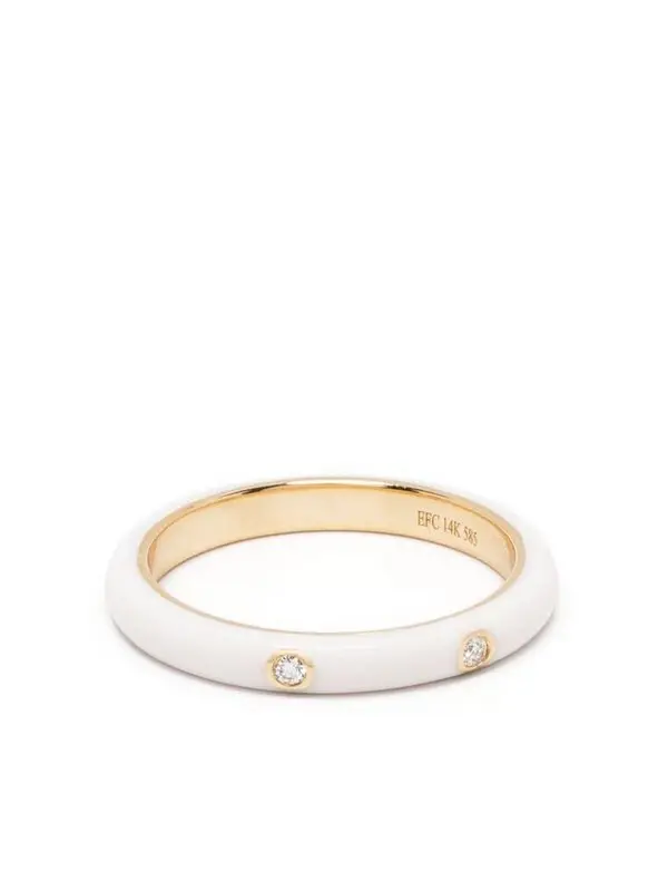 Ef Collection 14kt Yellow Diamond And Enamel Ring