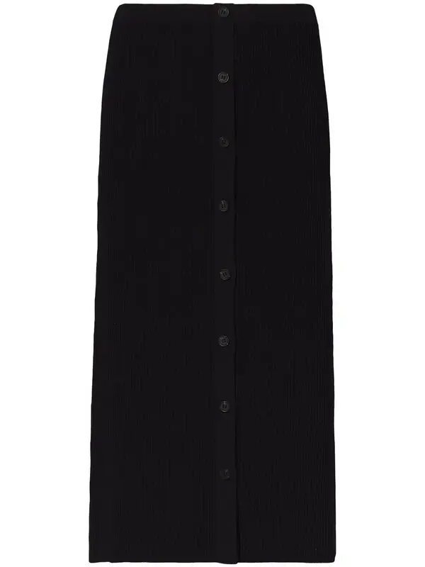 Proenza Schouler White Label Ribbed-knit Midi Skirt - Black