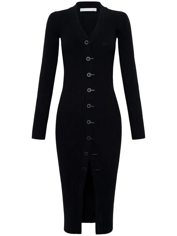 DION LEE Ribbed-knit Cotton-blend Midi Dress