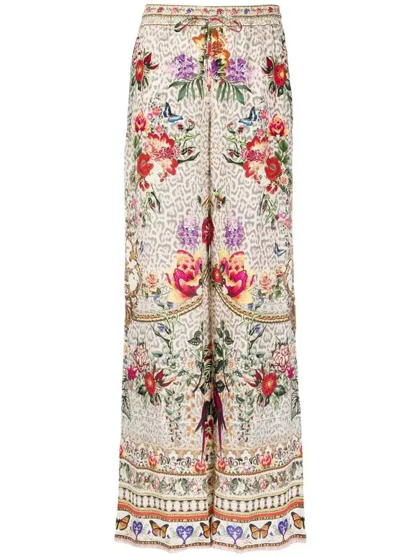 Camilla Flared Floral-print Trousers