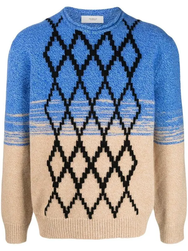 Pringle Of Scotland Argyle-pattern Wool Jumper - Blue