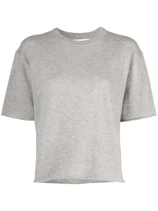 LISA YANG Short-sleeved Knitted Top - Grey