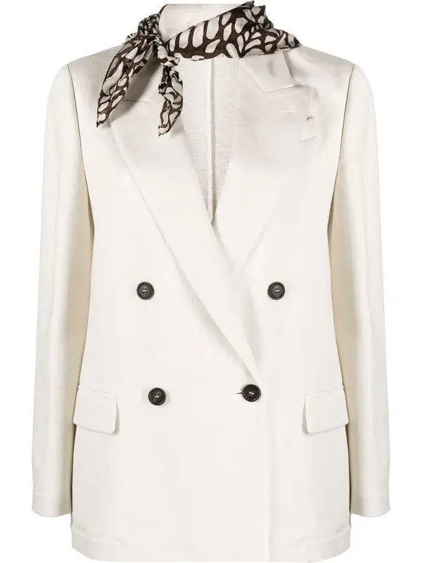 Brunello Cucinelli Scarf-detail Double-breasted Blazer