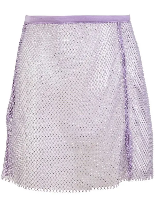 Fleur Du Mal Embellished Fishnet Mini Skirt - Purple