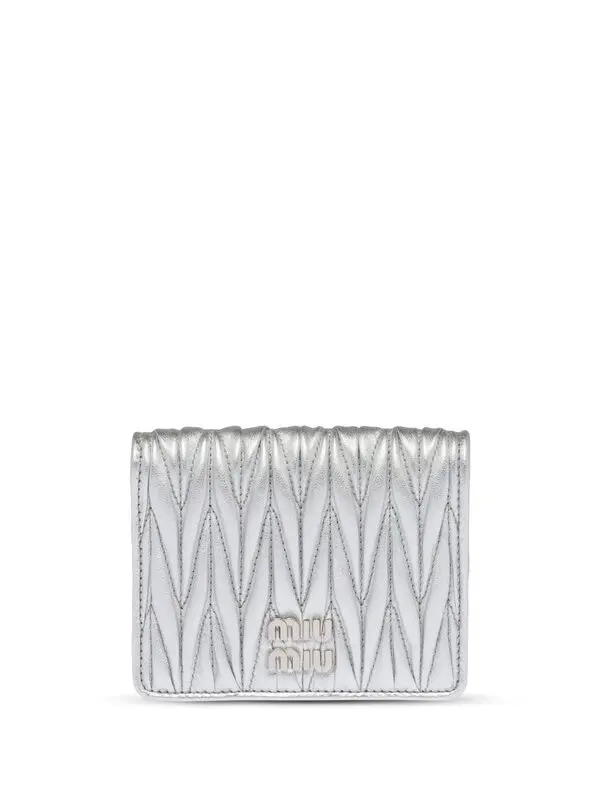Miu Miu Matelassé Nappa Leather Wallet - Silver