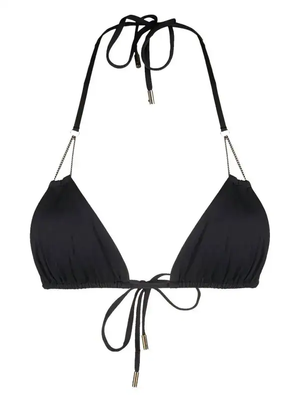Saint Laurent Chain-Link Detail Bikini Top Black Editorialist