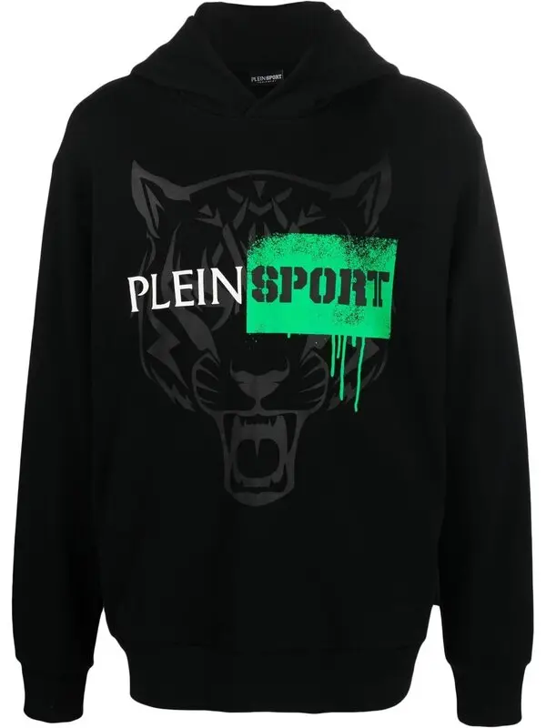 PLEIN SPORT Tiger-motif Long-sleeved Hoodie
