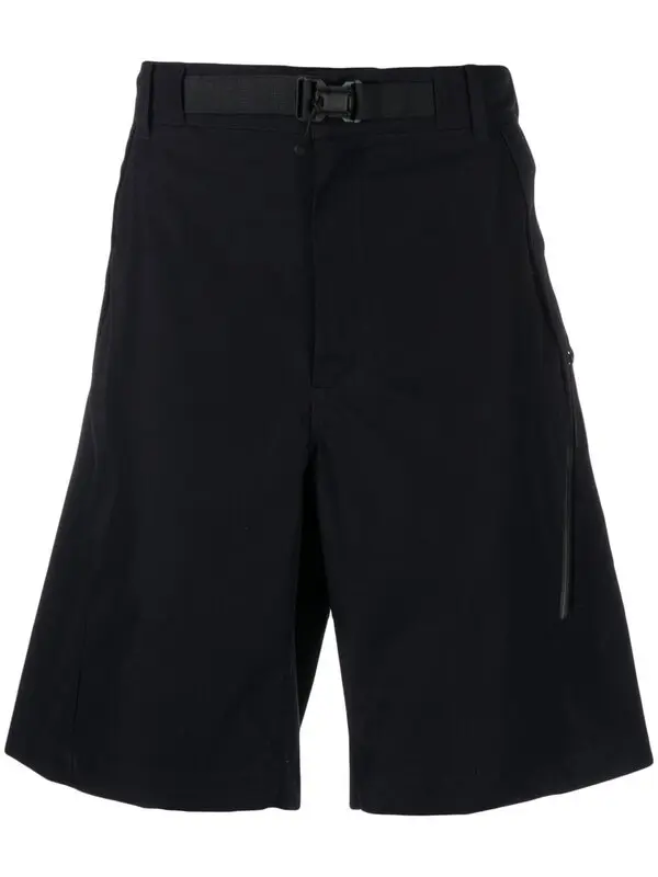 C.P. COMPANY Logo-print Belted-waist Shorts - Blue
