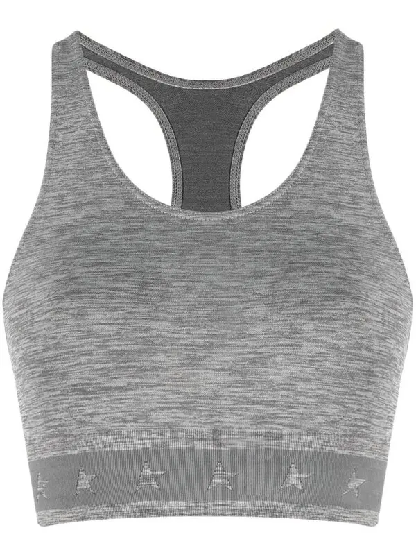 Golden Goose Logo Underband Racerback Crop Top - Grey