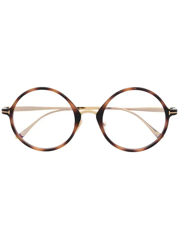 TOM FORD Tortoiseshell Round Frame Glasses