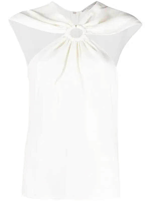 Stella McCartney Ring-hardware Cold-shoulder T-shirt - White