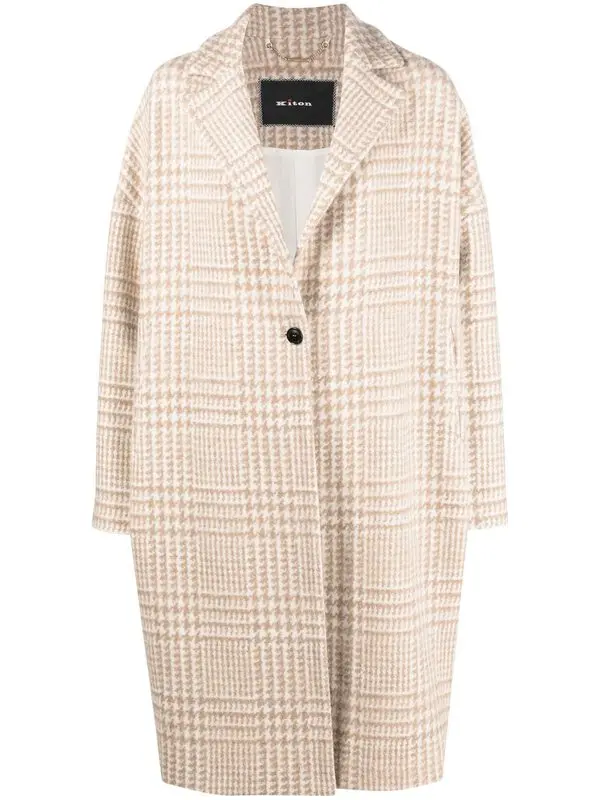 Kiton Houndstooth Virgin Wool-blend Coat