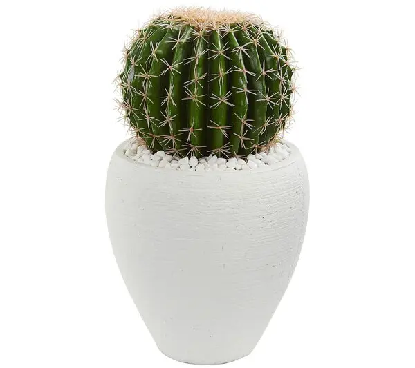 NEARLY NATURAL Cactus Artificial Plant In White Planter Nea Rly Natural