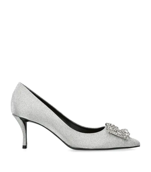 ROGER VIVIER Flower Strass Pumps 65 - Silver