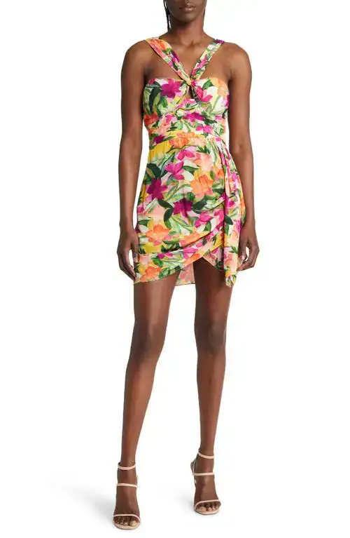 Saylor Clark Floral Halter Minidress In Multi - 70% Off | Editorialist