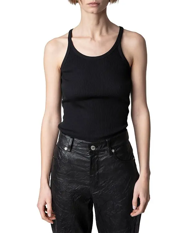 Zadig&Voltaire Alba Ribbed Cotton Tank - Noir