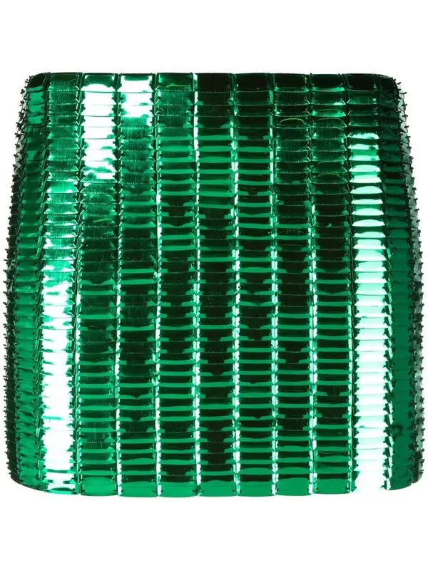 Attico Crystal-embellished Skirt - Green