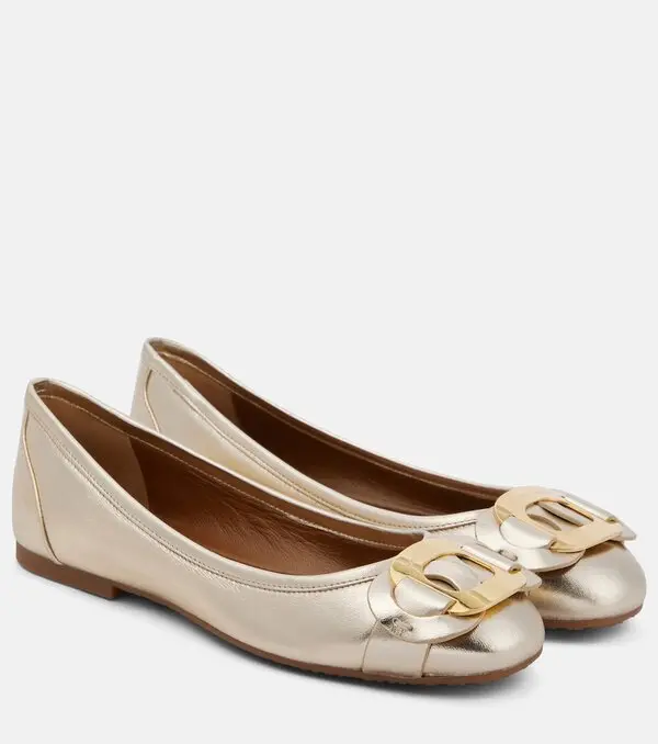 See By Chloé Chany Leather Ballerinas - Gold