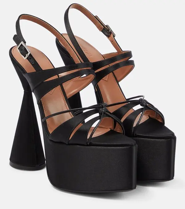 D'ACCORI Belle Satin Platform Sandals - Black