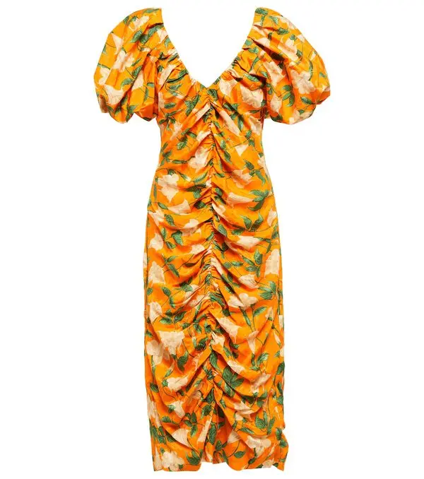 Agua Bendita Camelia Sabanero Dorado Midi Dress - Orange