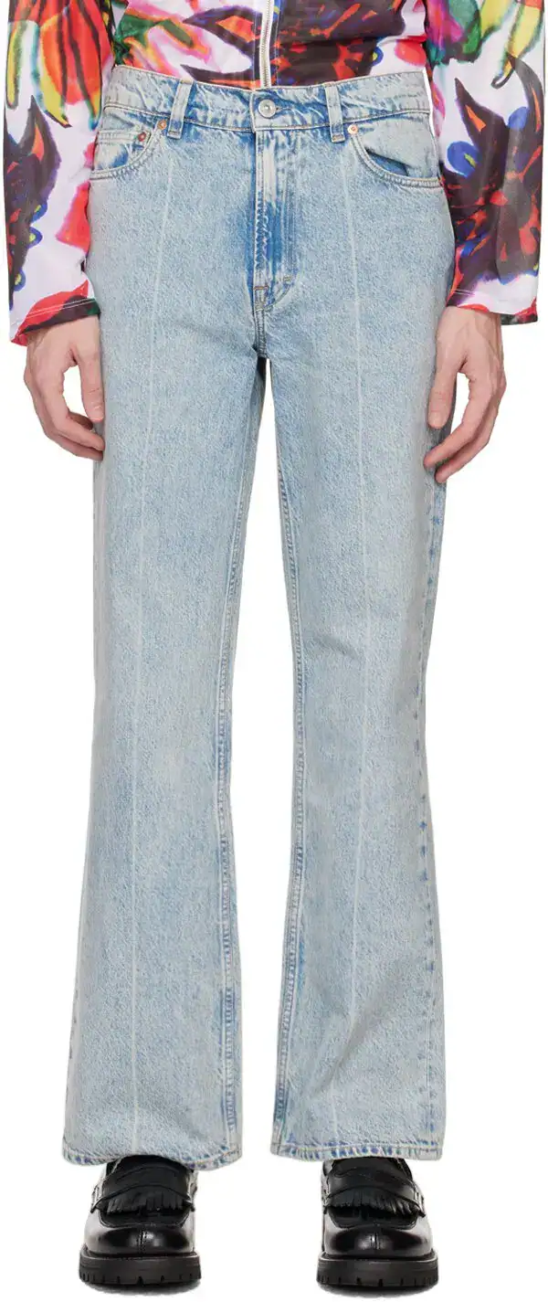Our Legacy Blue 70s Cut Jeans In Bleach Crease Denim - 51% Off 