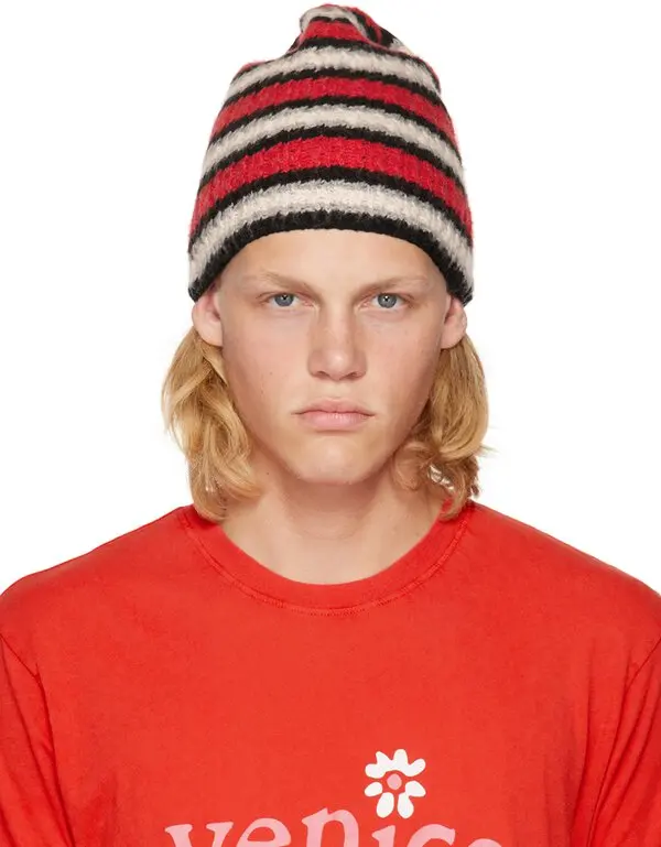 Erl Striped Beanie In Red - 45% Off | Editorialist