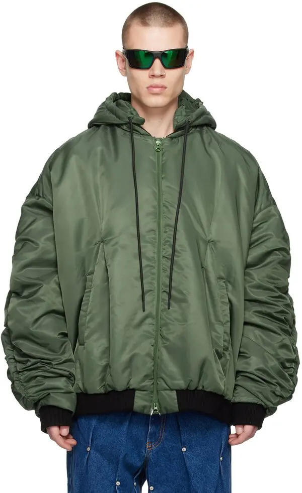 Kusikohc Exclusive Helmet Bomber Jacket In Green - 63% Off | Editorialist
