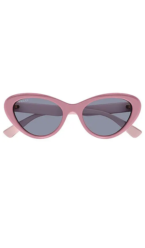 Gucci Symbols Cat Eye Sunglasses In Pink - Shiny Baby Pink & Grey ...