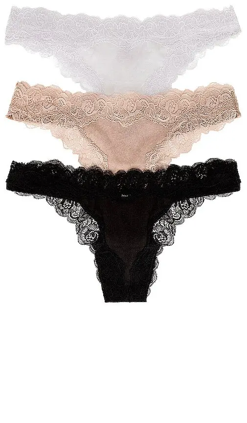 Only Hearts 3 Pack Thong In Black & White