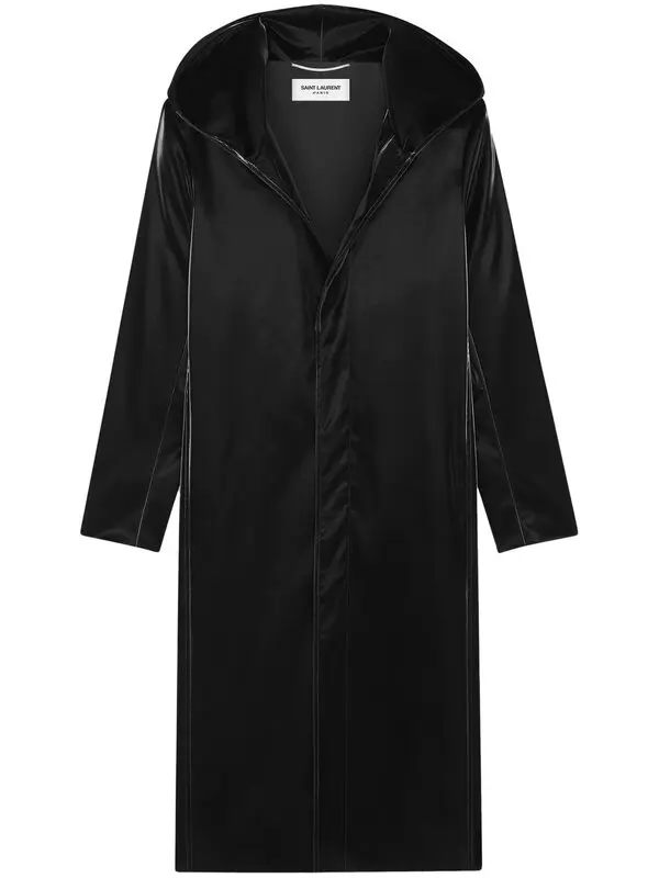 Saint Laurent Manteu Hooded Coat - Black | Editorialist