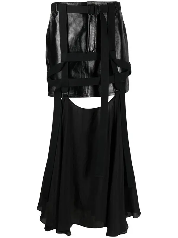 032C Leather Harness Midi Skirt