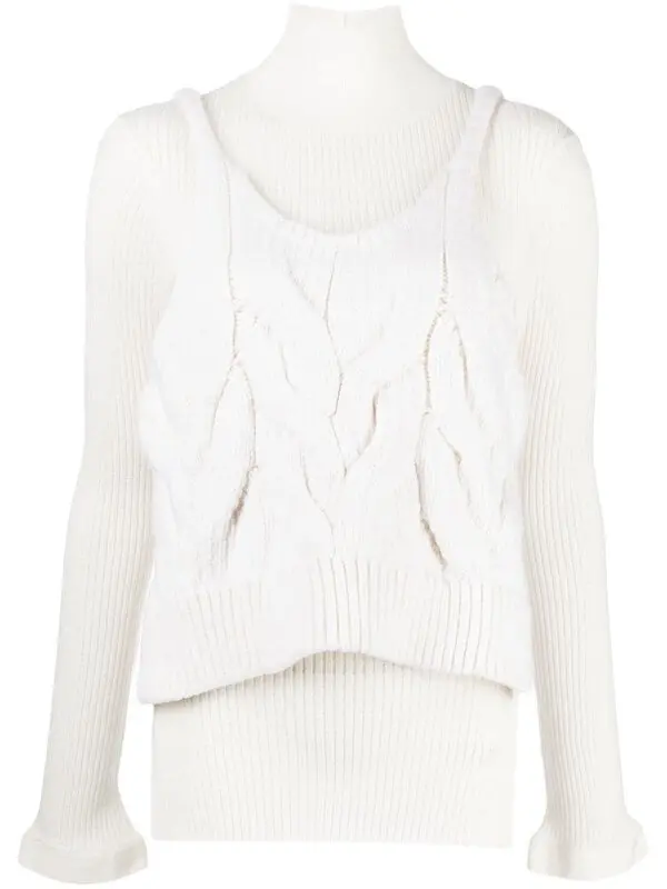 ENFOLD Layered Cable-knit Top