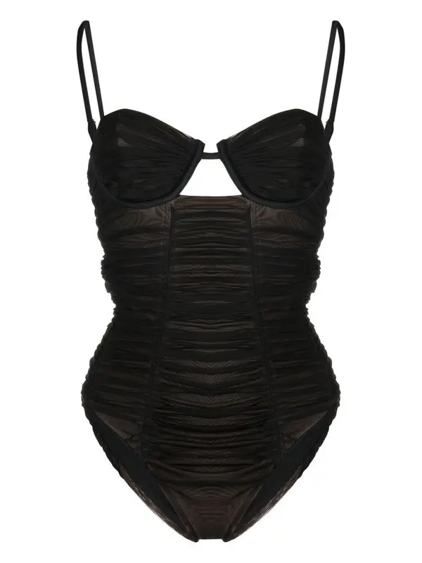 SELF-PORTRAIT Gathered Mesh Swimsuit