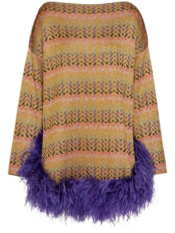 Valentino Garavani Optical Feather-trim Jumper