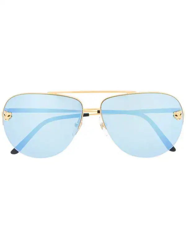 Cartier Tiger Pilot-Frame Sunglasses - Gold | Editorialist