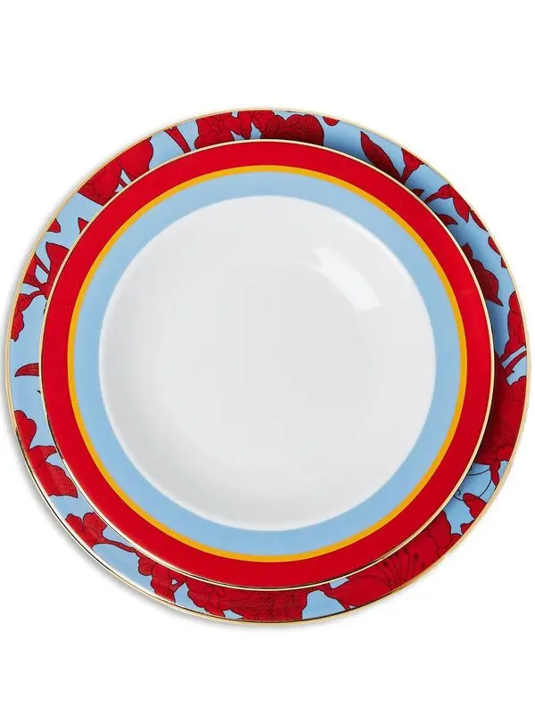 La DoubleJ Roman Holiday Vino-print Soup And Dinner - Red