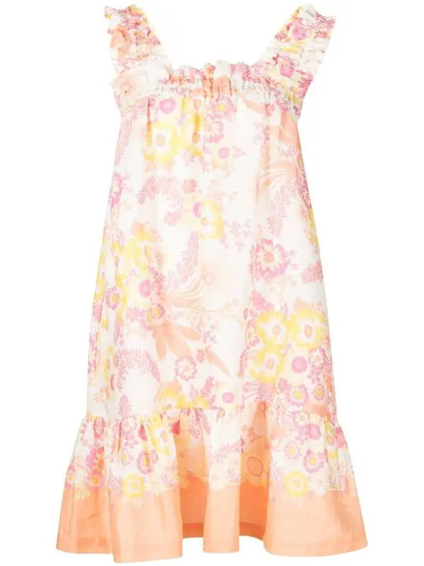 Ephemera Floral-Print Smock Dress In Orange - 77% Off | Editorialist
