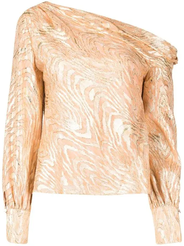 Simkhai Alice Moire Abstract-print Blouse - Orange