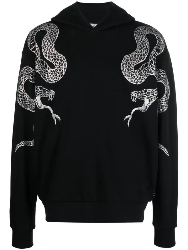Philipp Plein Embellished Snake-print Hoodie