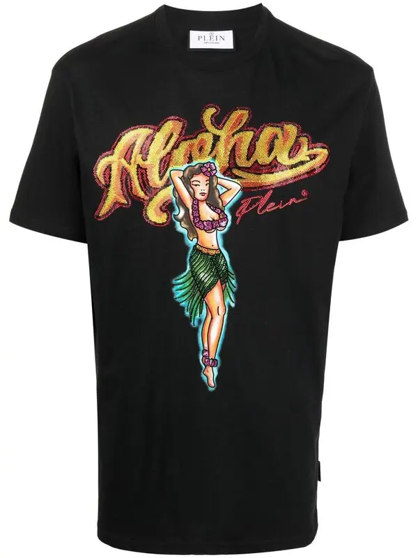 Philipp Plein Hawaii Embellished Short-sleeve T-shirt - Black