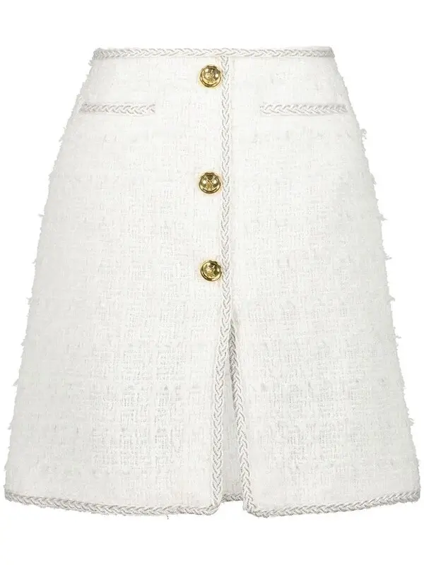Giambattista Valli High-waisted Tweed Mini Skirt - White