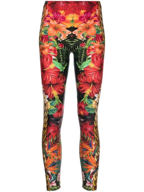 Philipp Plein Hawaii-print Leggings - Red